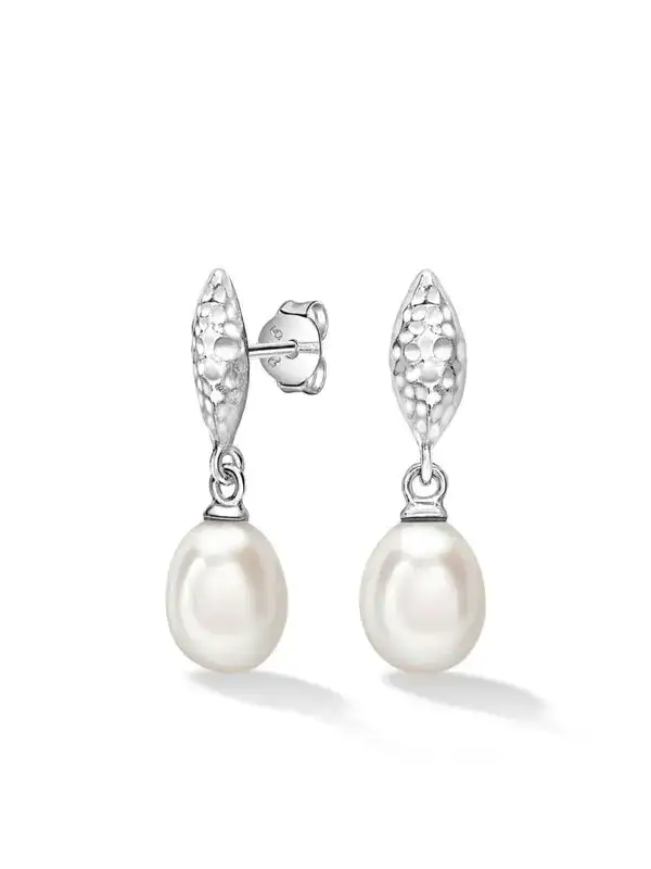 Dower And Hall Marquise Pearl Drop Earrings Silver Editorialist