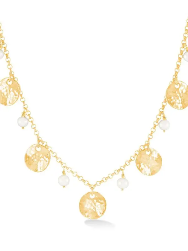 DOWER AND HALL Pearl And Disc Collar Necklace - Gold