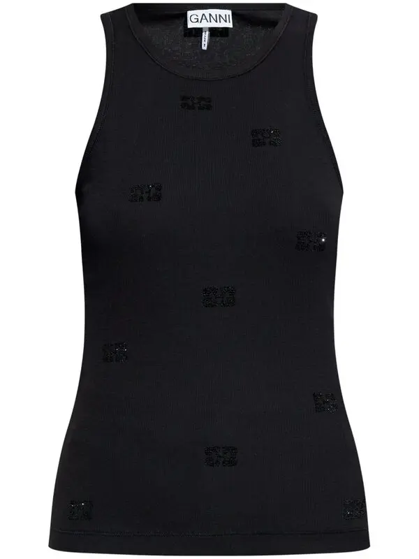 GANNI Rhinestone-embellished Tank Top