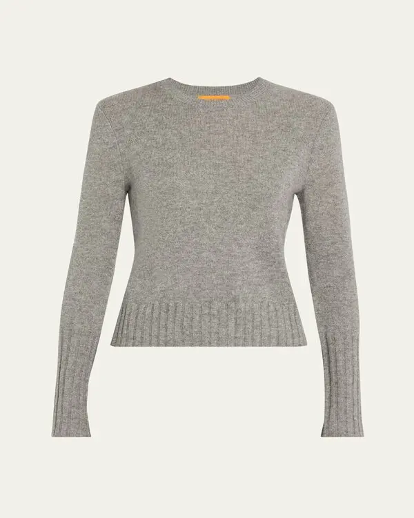 Guest In Residence Shrunken Crewneck Sweater In Cashmere - Gray