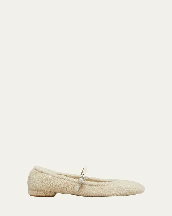 STUART WEITZMAN Lennox Shearling Ballerina Flats - Natural/oat