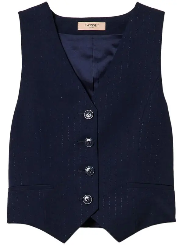 TWINSET Stretch Pinstripe Sleeveless Jacket