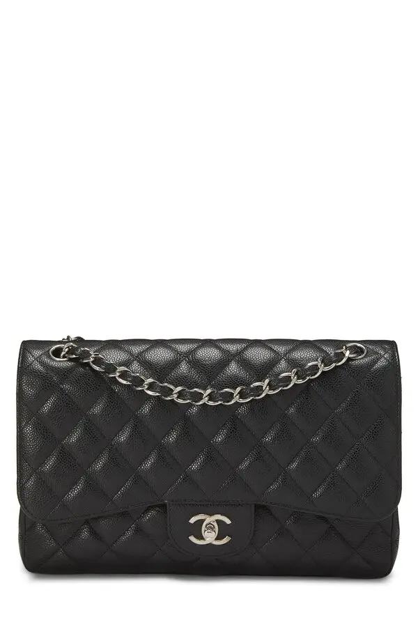 Chanel Quilted Caviar Classic Double Flap Jumbo - Black
