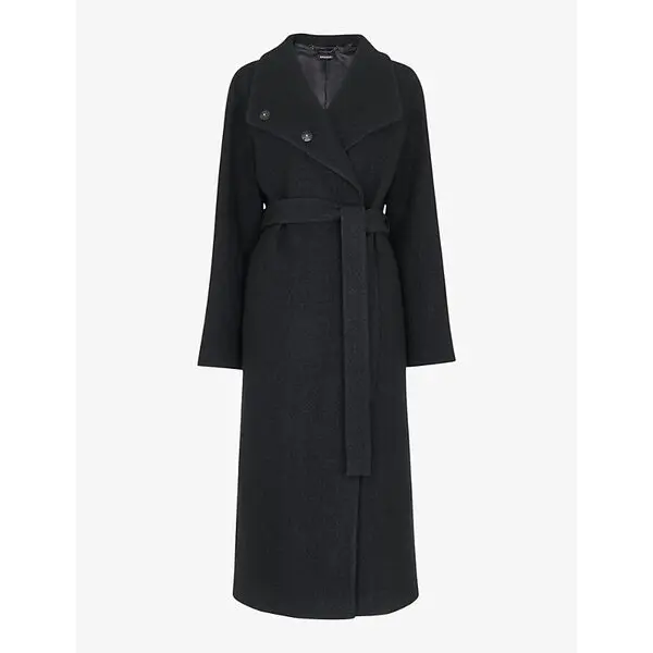 Whistles Morgan Funnel-neck Wool Coat - Black