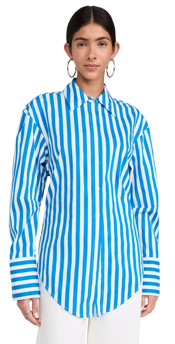 SIMONMILLER Loch Striped Poplin Top - Blue Stripe