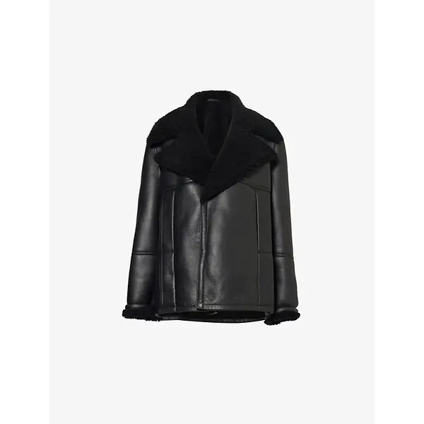 Victoria Beckham Notched-Lapels Slip-Pockets Regular-Fit Shearling