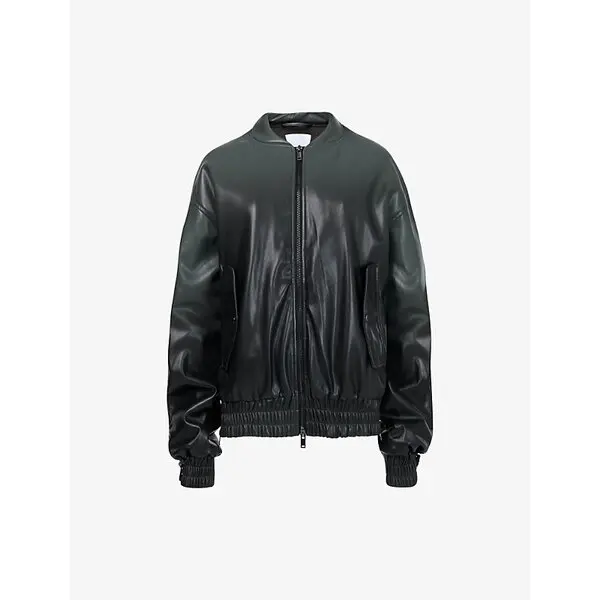 LEEM Relaxed-fit Faux-leather Bomber Jacket