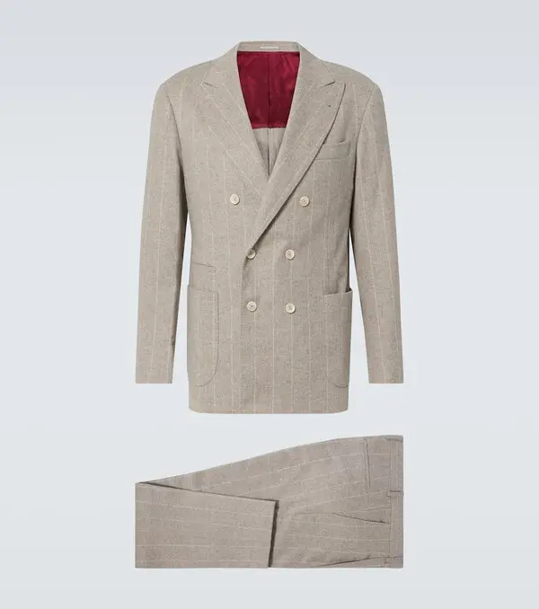 Brunello Cucinelli Striped Wool And Cashmere Suit