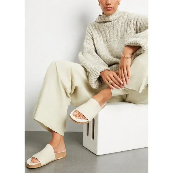 MESSAGE Eco Shearling Shaw Slides Sandal