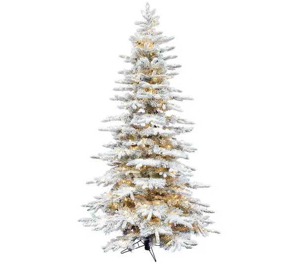 FRASER HILL FARM 12-ft. Flocked Mountain Pine C Hristmas Tree W
