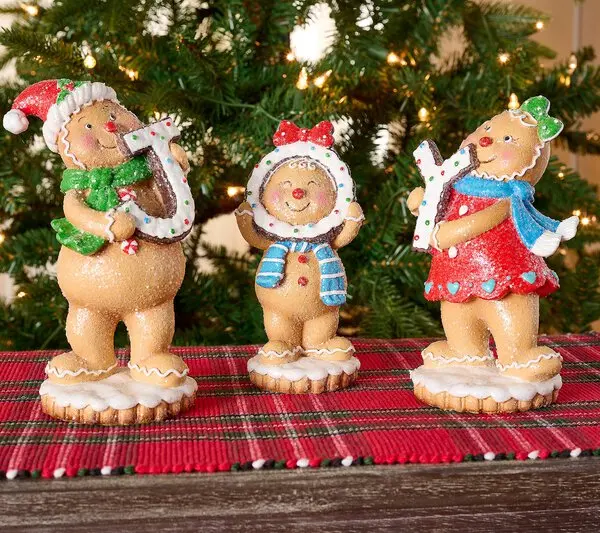 VALERIE PARR HILL 3-piece Holiday Figures With Joy Sign Valerie