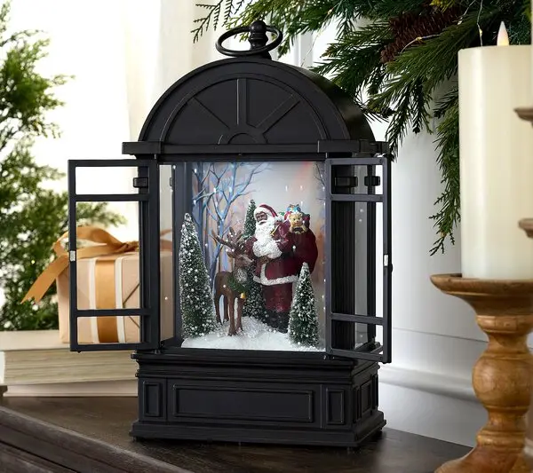 CHRISTMAS TIME Reflections Illuminated Snowing Lantern Val