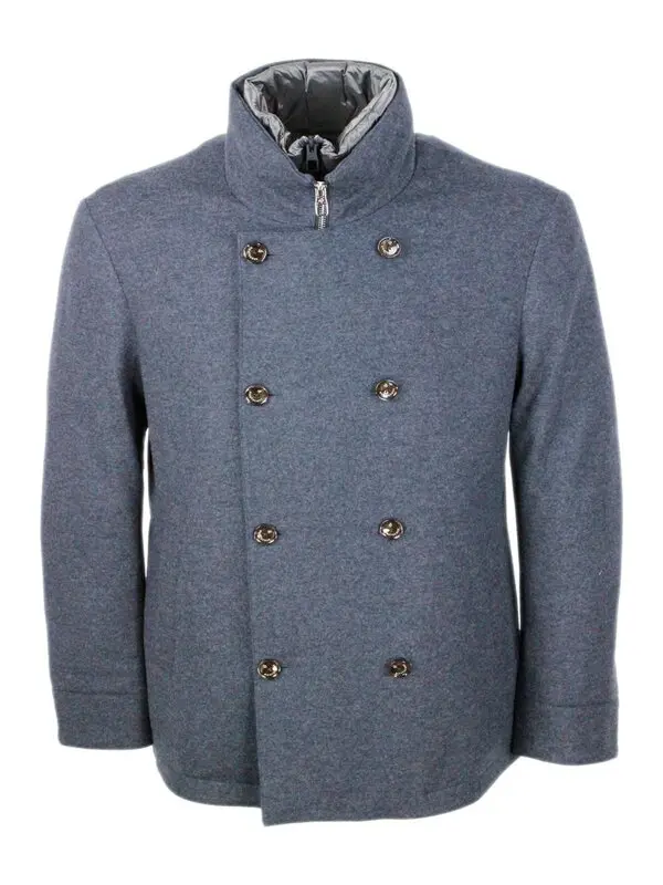 MONTECORE Double-breasted Wool Jacket - Grigio Lava