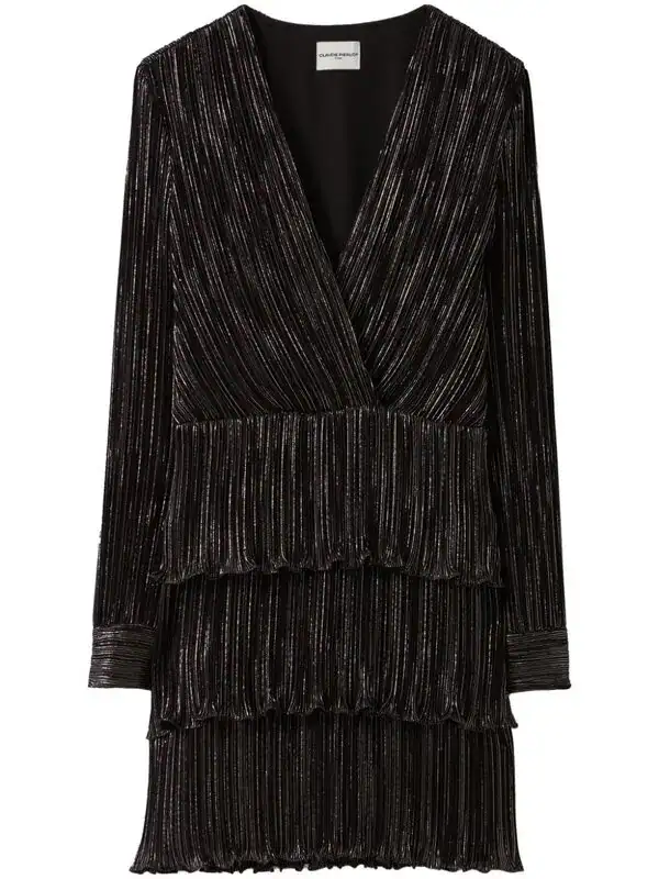 black midi turtleneck dress Tibi Plisse Mini Dress Navy main image 1