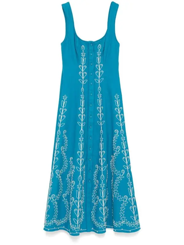 Alemais Donovan Embroidered Midi Dress In Blue - 45% Off | Editorialist