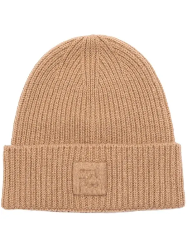 Fendi Logo-Embroidered Beanie - Neutrals | Editorialist