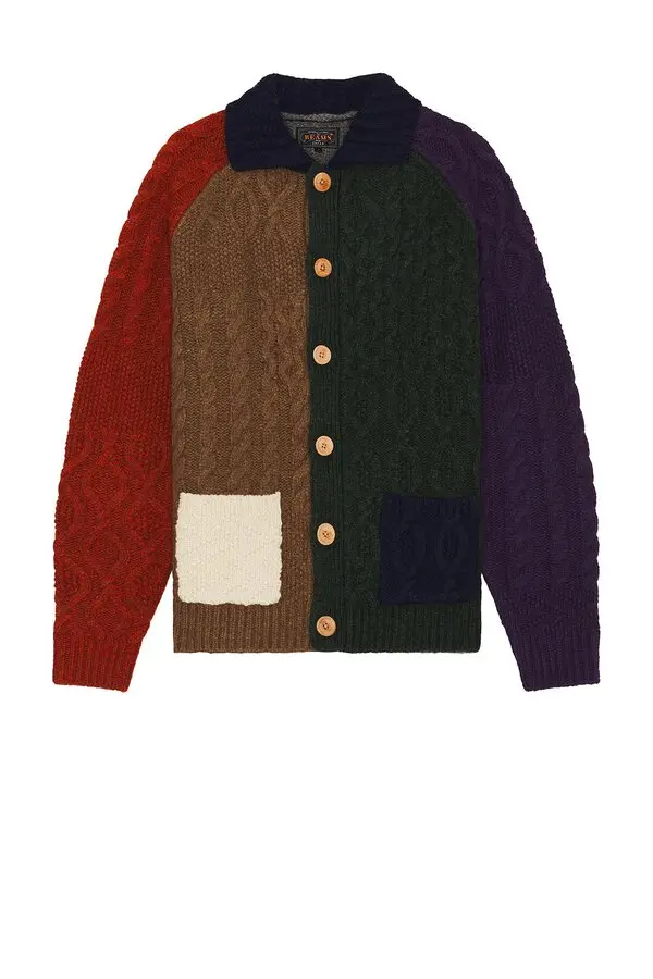 BEAMS Alan Patchwork Cardigan
