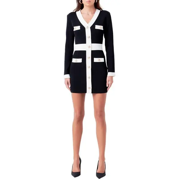 Endless Rose Contrast Trim Ribbed Minidress