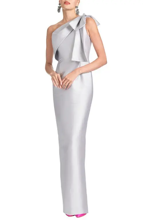 Sachin & Babi Bonnie One-shoulder Gown - Silver