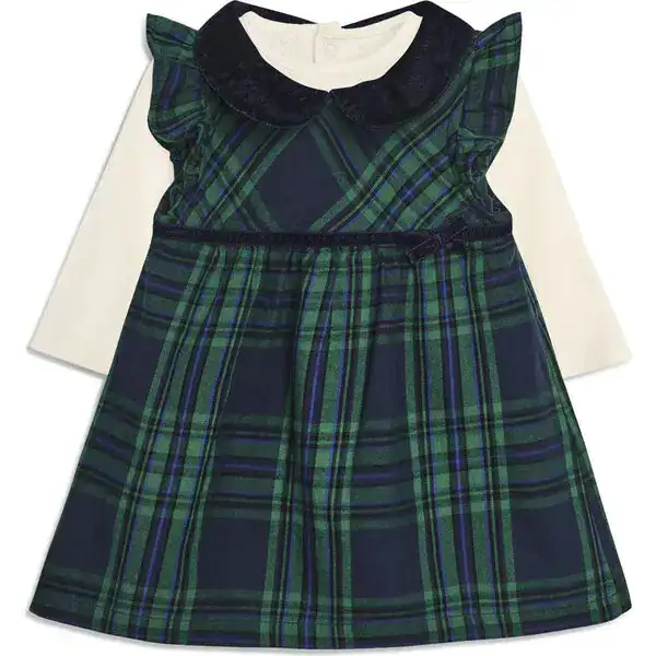 Jojo Maman Bebe Tartan Plaid Cotton Dress & Bodysuit Set In Green - 60% Off  | Editorialist