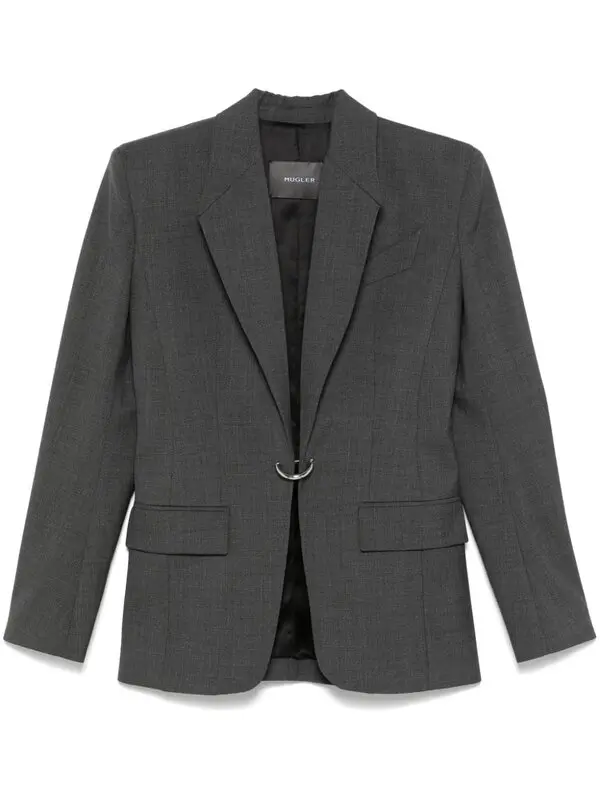 MUGLER Ring-detail Virgin Wool Blazer - Grey