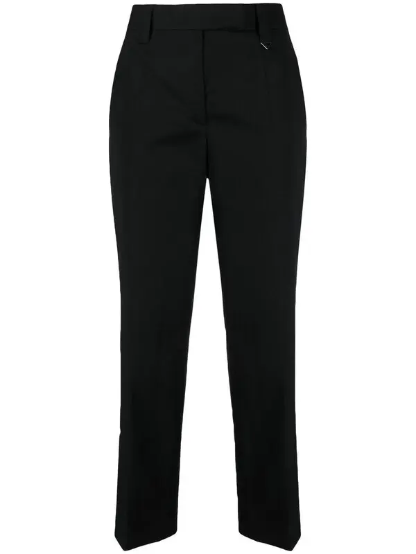 Prada Logo-plaque Cropped Trousers - Black