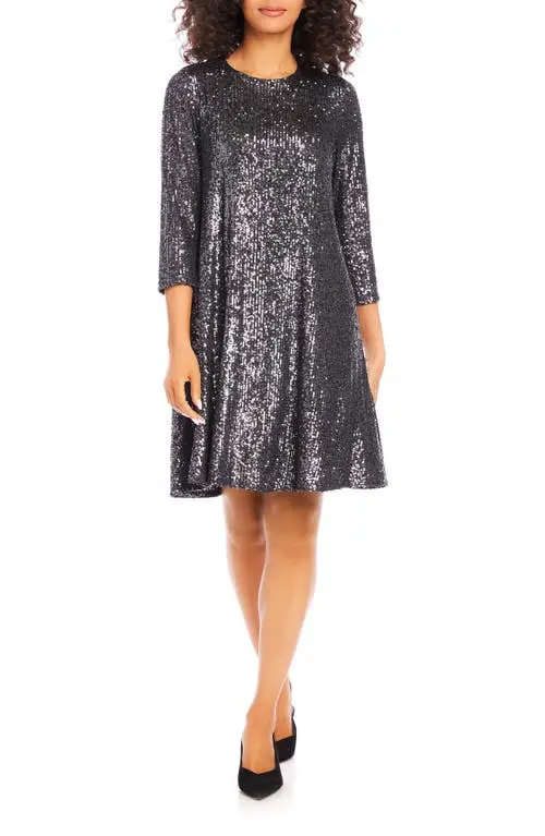 Karen Kane Sequin Swing Dress - Smoke
