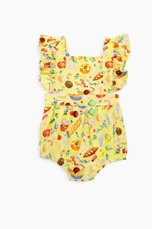 WORTHY THREADS Ruffle Sleeve Bubble Romper - Carbo Load