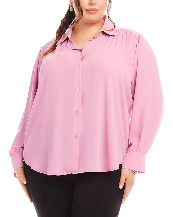 Karen Kane Plus Dropped Shoulder Blouse - Pink