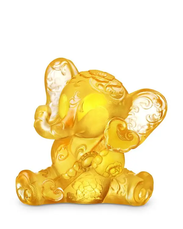 LIULI Crystal Elephant Sculpture, Lucky Little Elephant