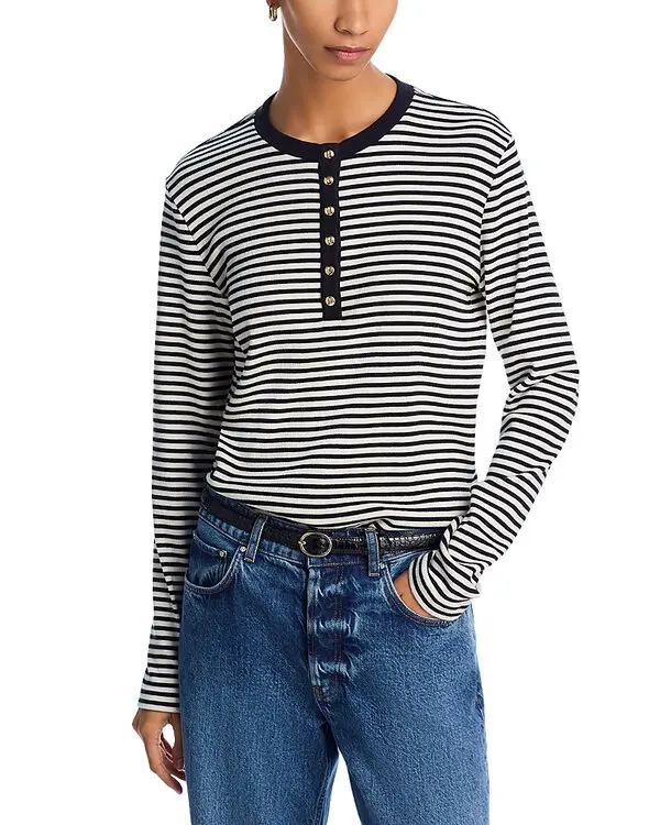 ANINE BING Alessia Striped Top - Cream/black Stripe