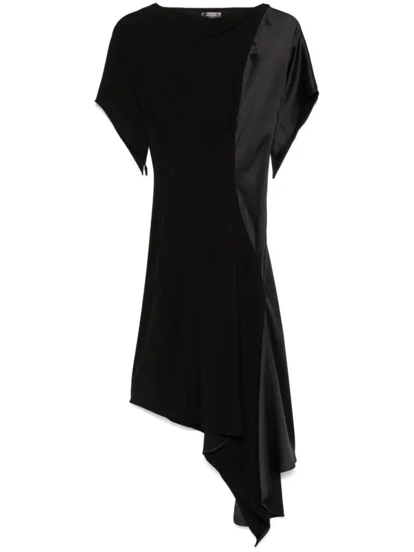 MUGLER Pleated Asymmetric Midi Dress