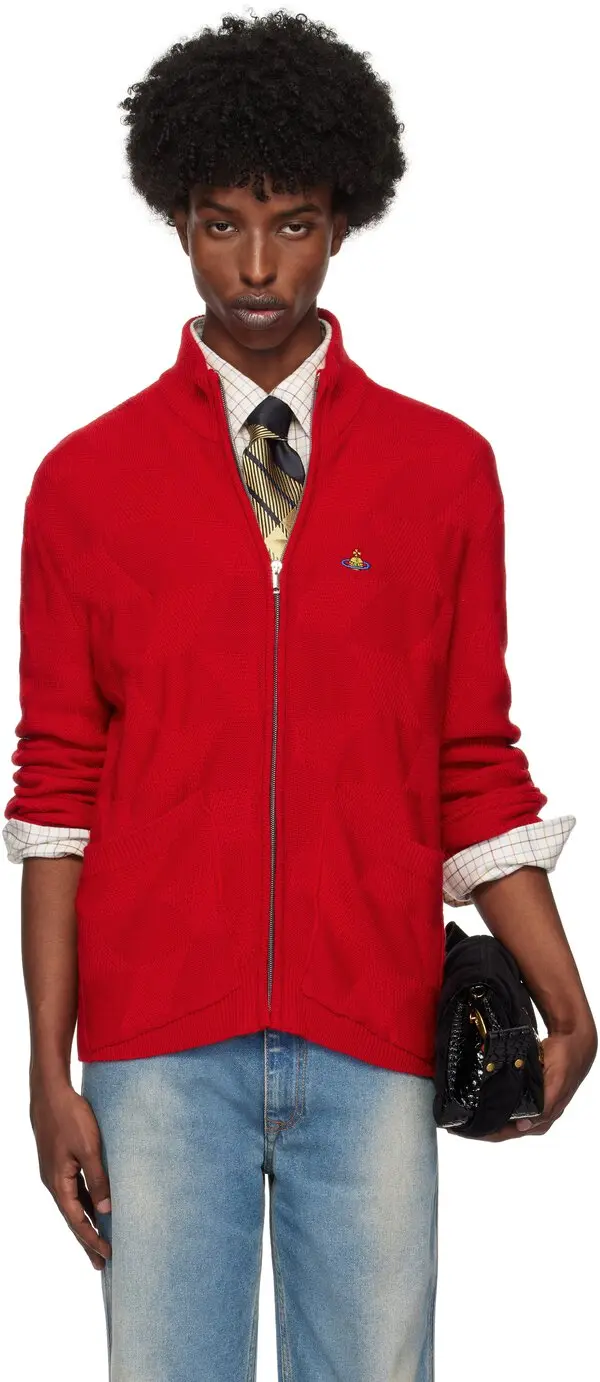 Vivienne Westwood Red Fisherman Zip-Up Sweater - Aw24-H401
