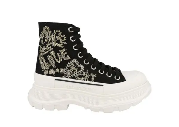Alexander McQueen Tread Slick Crystal Boot - Black