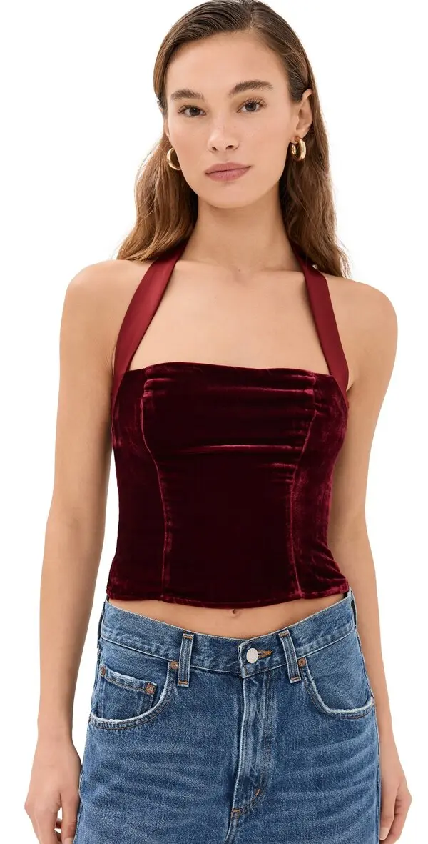 REFORMATION Malika Velvet Top - Chianti