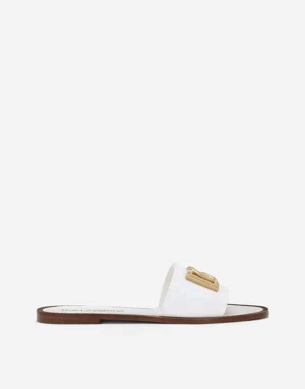 Dolce & Gabbana Bianca Calfskin Sliders - White
