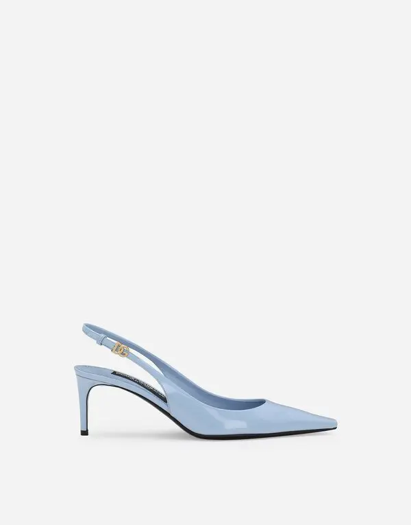 Dolce & Gabbana Polished Calfskin Slingbacks - Light Blue