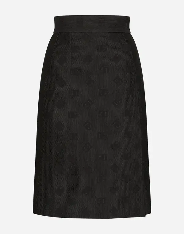 Dolce & Gabbana Quilted Jacquard Midi Skirt With Dg Logo