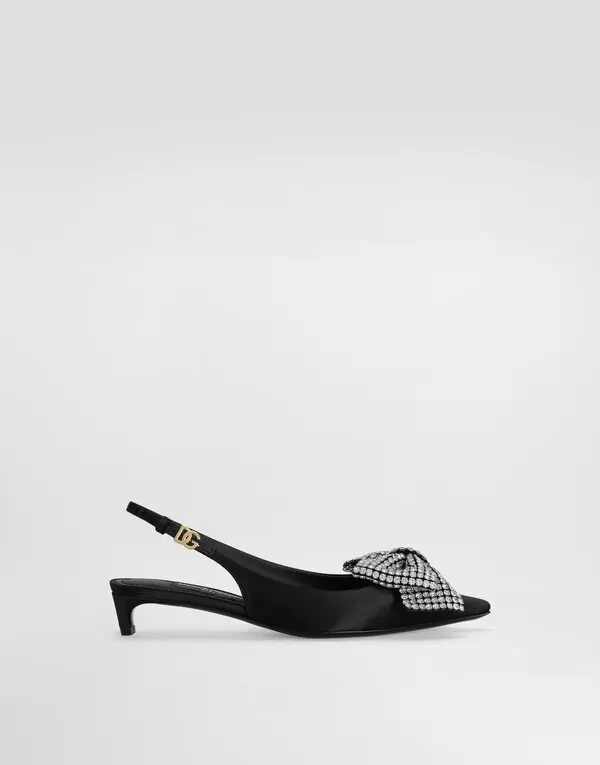 Dolce & Gabbana Satin Slingbacks With Rhinestone Embellishment