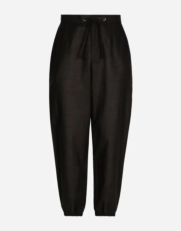 Dolce & Gabbana Linen And Cotton Jogging Pants With Logo Label
