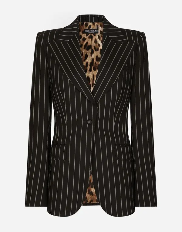 Dolce & Gabbana Pinstripe Wool Turlington Blazer - Multicolor