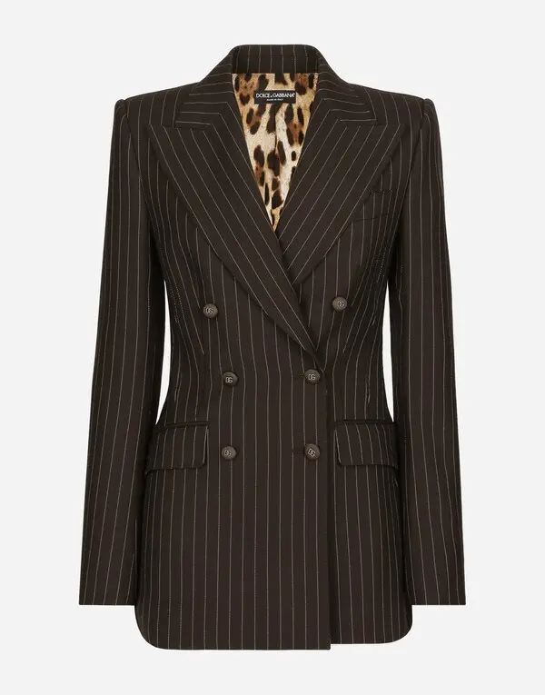 Dolce & Gabbana Double-breasted Pinstripe Wool Turlington Jacket - Multicolor