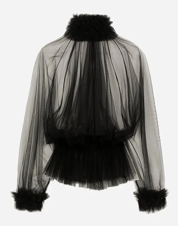 Dolce & Gabbana Stretch Tulle Blouse With Ruffles