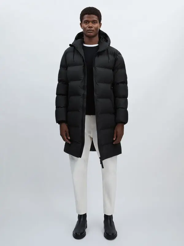 Rains Long Hooded Puffer Jacket