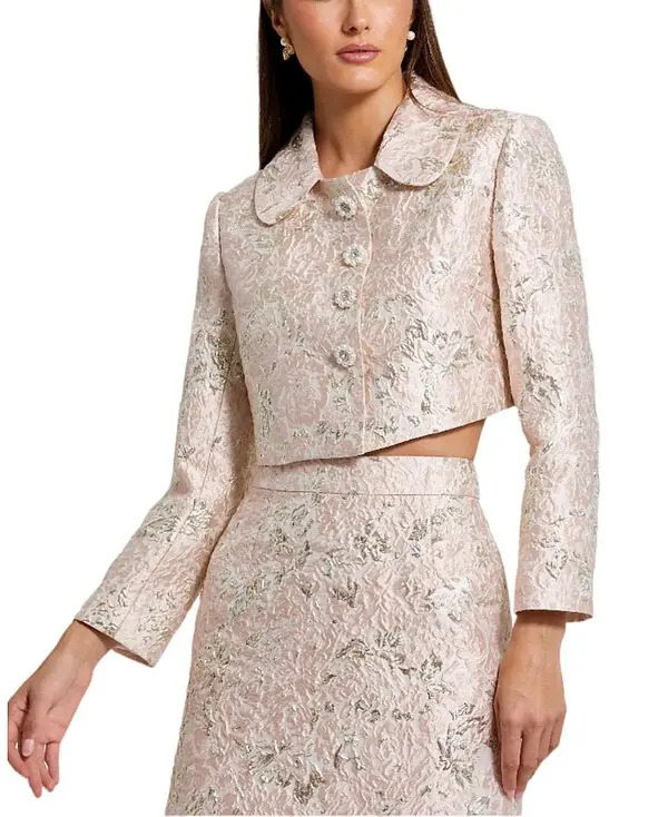 Mac Duggal Pearl Button Brocade Jacket