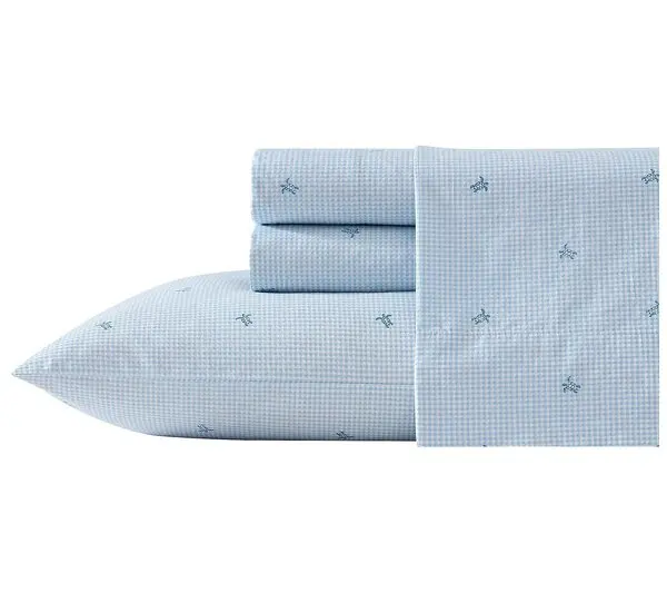 Laura Ashley Turtle Gingham Blue Full Sheet Set