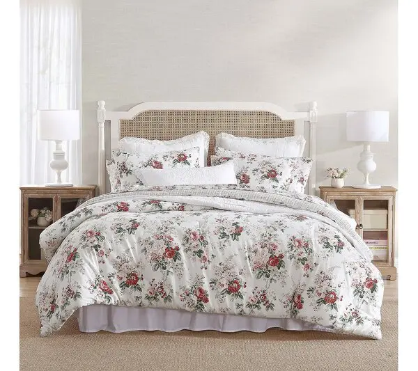 Laura Ashley Ashfield Red-green Full/queen Comf Rter Sham Set