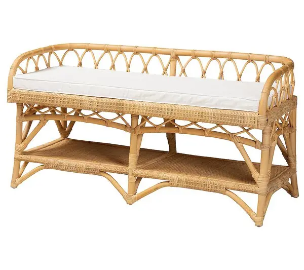 BALI & PARI Leryn Natural Brown Rattan Bench