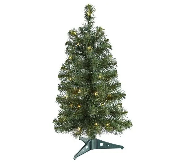 NEARLY NATURAL 2' Green Christmas Tree With 35 Led Lights N Early Natural