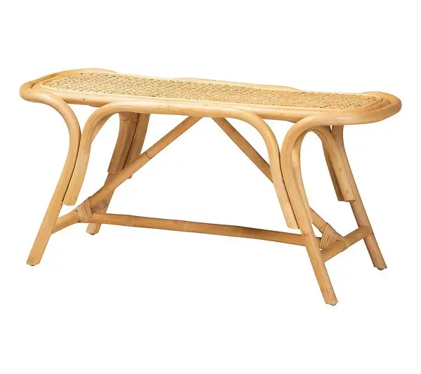 BALI & PARI Septa Natural Brown Rattan Accent B Ench